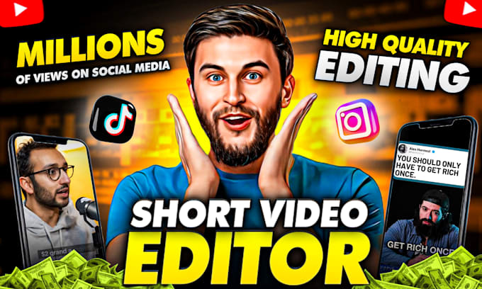 Edit your professional shorts editing for youtube shorts, ig reels, tiktok ads by Farooque_edit ...