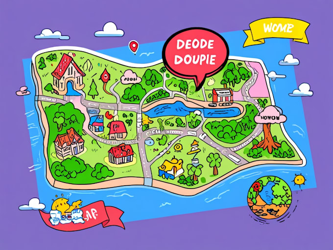 Create doodle illustrated vector map cartoon by Tanithouw | Fiverr