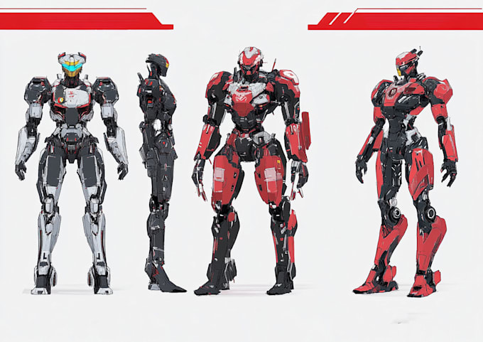 Draw cyberpunk, sci fi, robot, mecha character concept art by ...