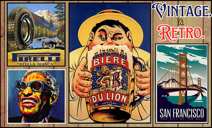 Design vintage and retro poster travel poster old school poster 2d ...