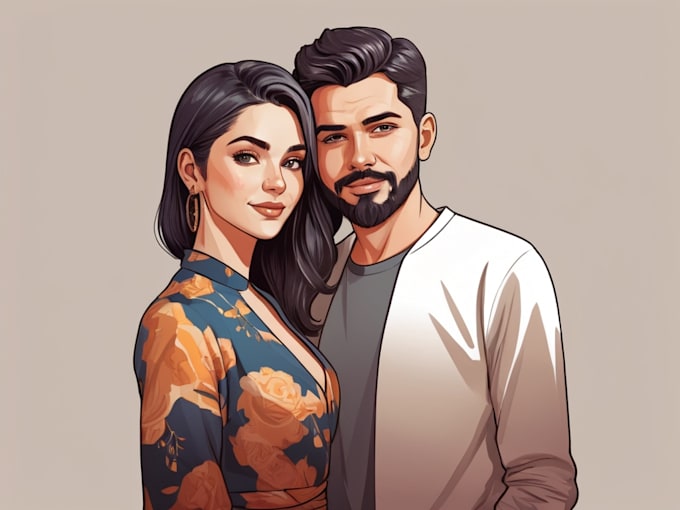 Create couples art vector portrait by Amahlid | Fiverr
