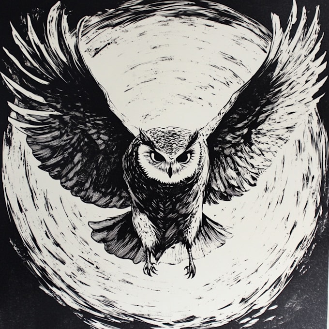 Draw a line illustration, a linocut by Jamichaollo | Fiverr