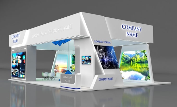Design trade show booth, backdrop display, kiosks, roll up banner for exhibition by Teerashee ...
