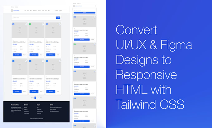 Convert ui ux figma designs to responsive html with tailwind css by Gbenzglobal | Fiverr