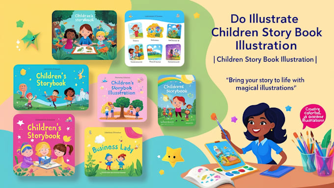 Illustrate cute kids storybook kids coloring book kids activity book ...