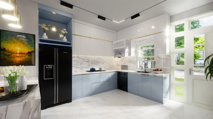 Design 3d rendering of your minimalist, modern kitchen by Doan_trung ...