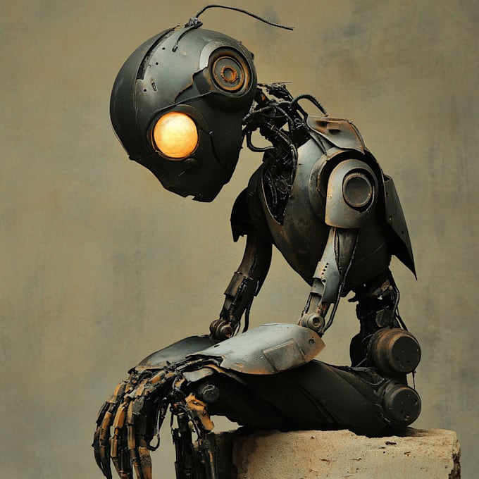 Create a beautiful mecha robot character dark art by Sheepishsn | Fiverr