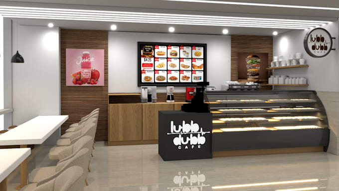Recreate 3d restaurant interior, coffee shop, café, shop front,dining ...