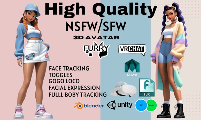 Create high quality custom vrc avatar furry protogen vrchat avatar ...
