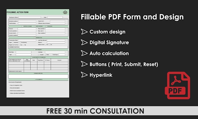 Create a professional, fully customizable fillable pdf form by ...