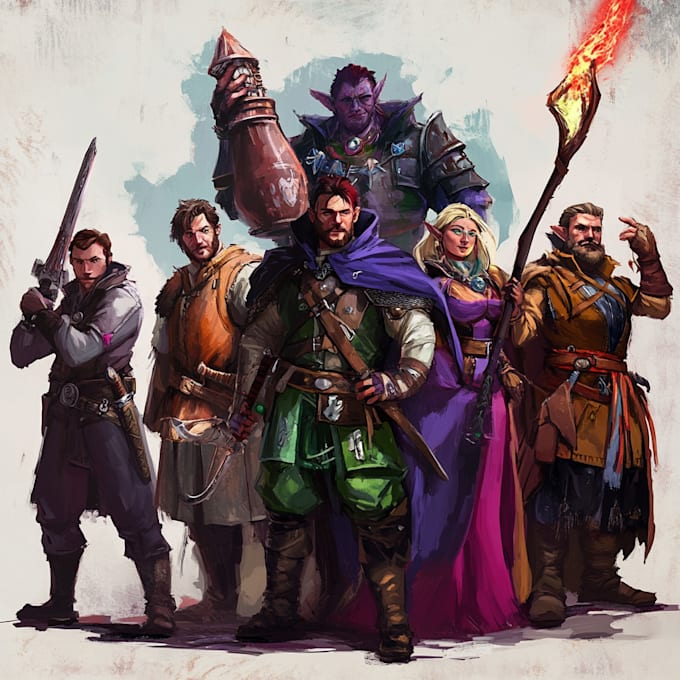 Make a dnd party illustration and character art by Caroshason | Fiverr
