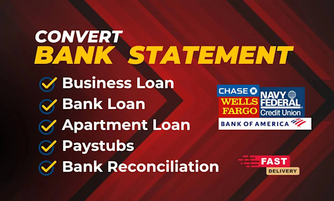 Do bank statement conversion and excel reconciliation by Toqeertaseer ...