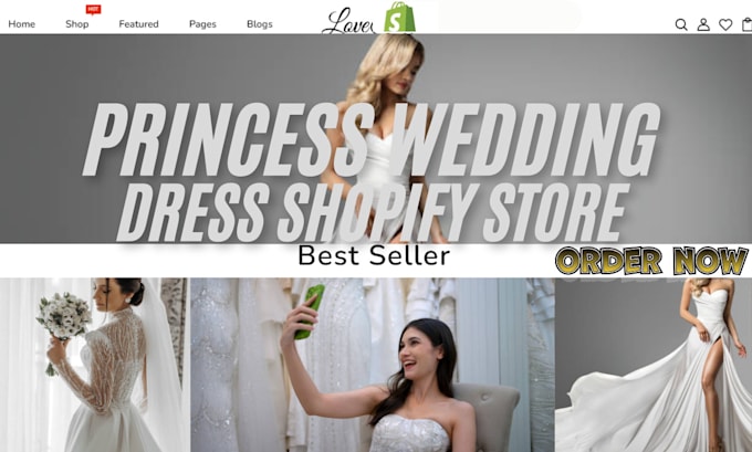 Design bridal store princess wedding dress shopify store wedding dress ...