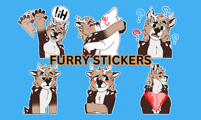 Draw, animate telegram sticker pack for fursona character furry sticker discord by Bonursona ...