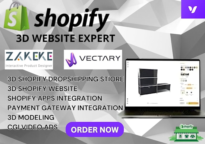 Create 3d interactive pod 3d shopify store vectary zekeke shopify cgi video ads by James ...
