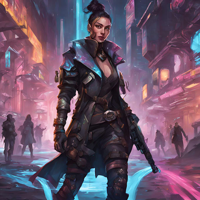 Design cyberpunk and fantasy character splash art by Laurawift | Fiverr