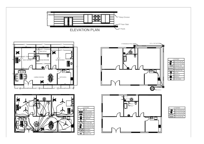 Draw 2d architectural plans for your residence by Ahmadkamal18 | Fiverr