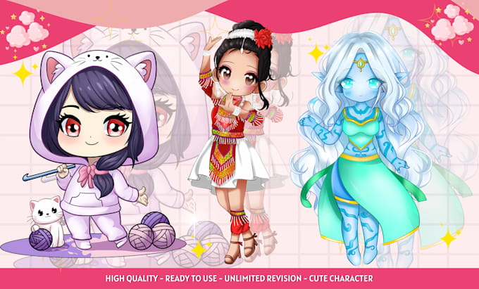 Draw cute chibi character kawaii anime pfp vtuber art illustration by ...