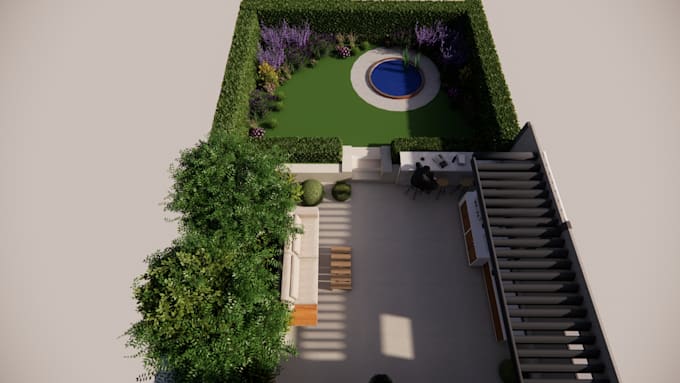 Make a 2d and 3d landscape plan of the backyard by Jelenamirko | Fiverr