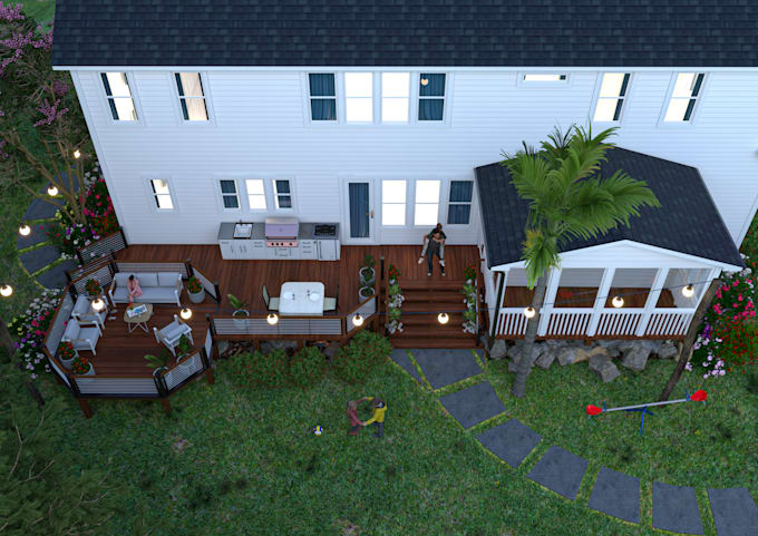 Design 2d and 3d back and front yard for you by Sana_architect | Fiverr
