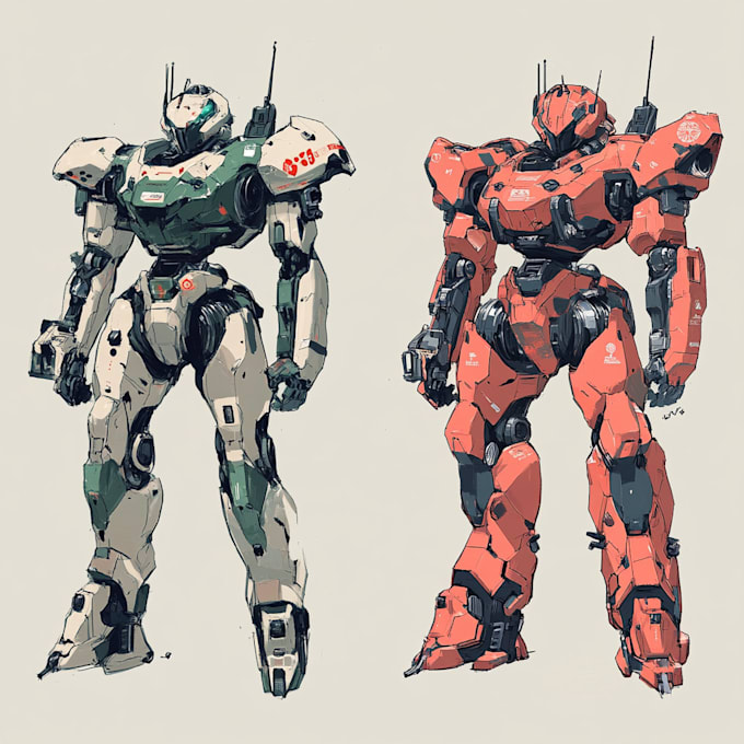Custom futuristic mecha robot character illustration art by ...