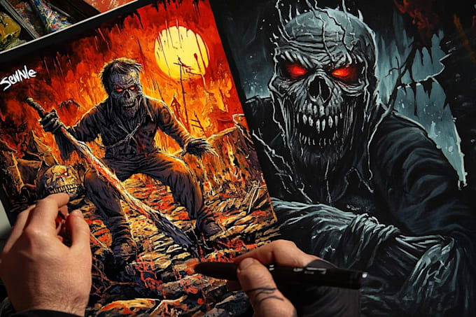 Draw amazing dark art, dark illustration for you by Aijalonas | Fiverr