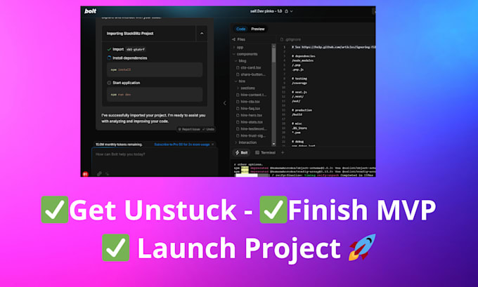 Help you finish your bolt new v0 cursor ai built app by Seifsgayer | Fiverr
