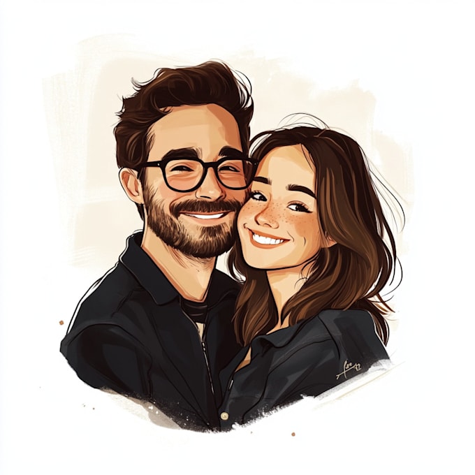 how to draw couple portrait