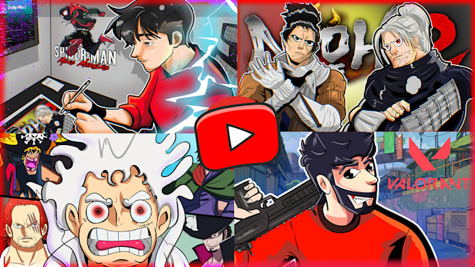 Draw custom gaming cartoon youtube thumbnails by Morai_ | Fiverr