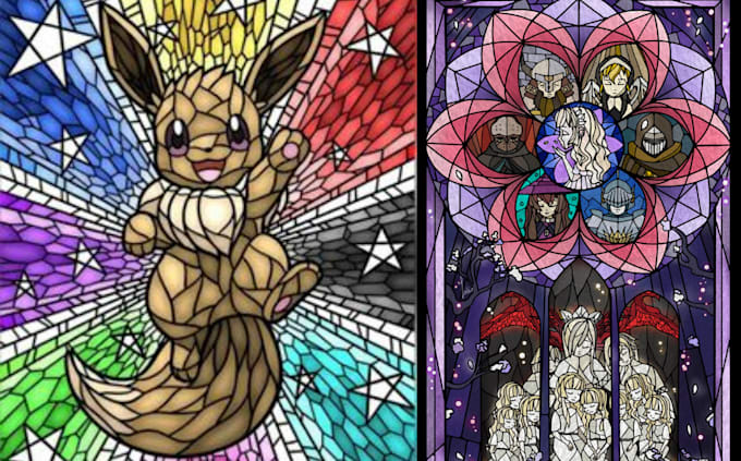 Draw quality digimon pokemon fakemon in stained glass style by Thymo ...