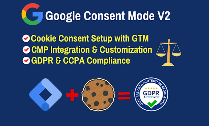 Google cookie consent mode v2, any cookie consent banner setup via gtm by Suhag_md | Fiverr