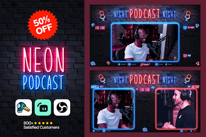 Design streamyard, streamlabs, obs overlay for youtube podcast by Me ...