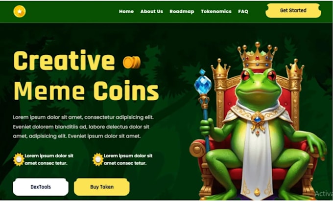 Create crypto website, meme coin website, pepe website, meme and pepe ...
