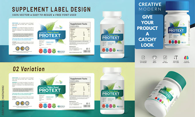 Design supliful label dropshipping store supplement label design ...