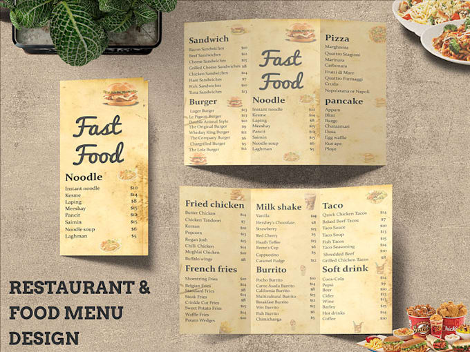 Create professional restaurant menu design takeout menu delivery table ...