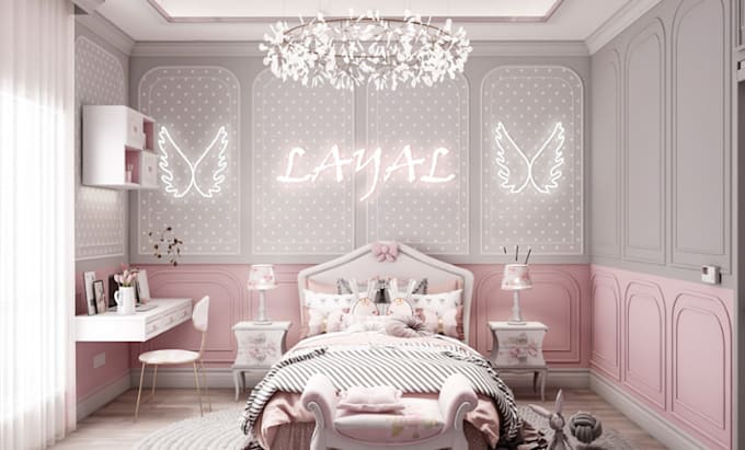 Design 3d cgi interior, cute baby room, stylish kids room with 3d ...