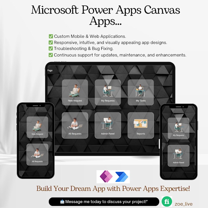 Develop and customize powerapps canvas apps by Zoe_live | Fiverr