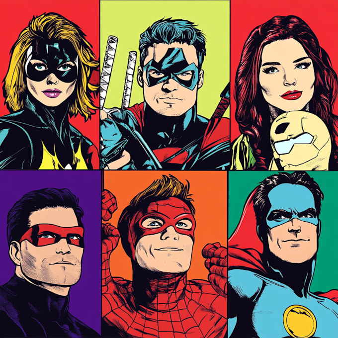 Draw comic superhero pop art portraits by Demraatts | Fiverr