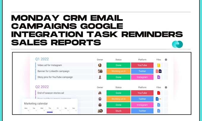 Setup monday crm email campaigns google integration task reminders sales reports by ...