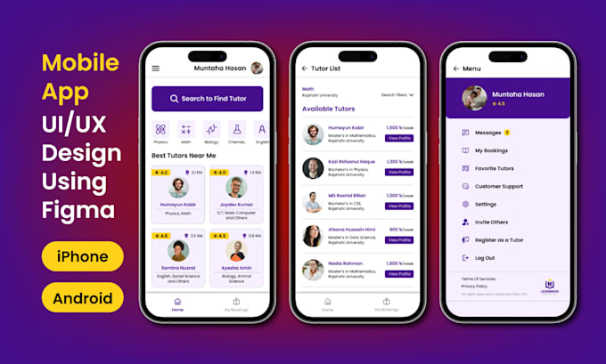Design mobile app ui ux using figma, create prototype by Jhfahim | Fiverr