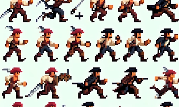 Create 2d pixel art sprite sheet pixel art character game asset sprite ...