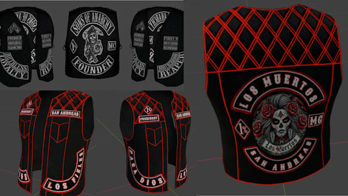 Create fivem clothing, including mc kuttes with patches, fivem eup ...