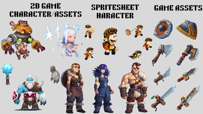 Draw custom 2d game character, game assets, 2d pixel art character, 2d ...
