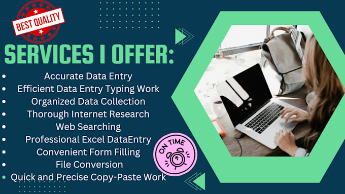 Do data entry,typing,copy paste,web search,file conversion in given hours by Bibihajira22 | Fiverr