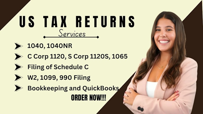 Prepare accurate us tax return 1040 1065 1120 1120s by Velmamax | Fiverr