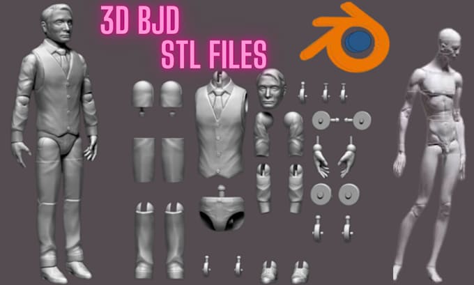 Do 3d bjd 3d doll toy design 3d articulated model 3d flexi for 3d printing by Mazzitommy | Fiverr