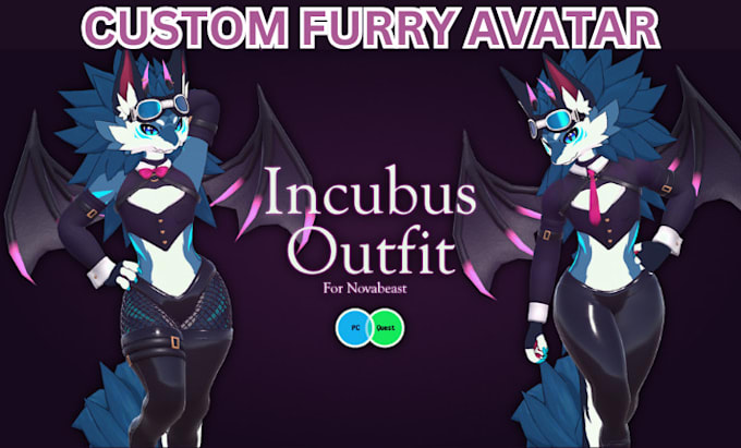 Design furry avatar, nsfw, vrchat avatar, vrc character, vtuber model ...