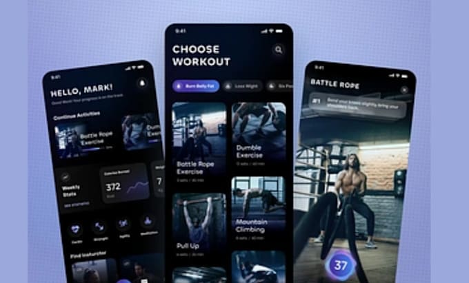 Create fitness trainer app, workout, yoga, and gym app ui ux for android and ios by Guru_techy1 ...