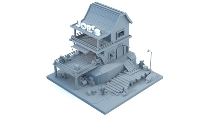 Create lowpoly 3d models,digital 3d isometric house via maya,printed 3d ...