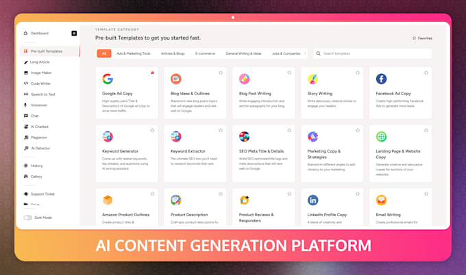 Create your custom saas ai content generator platform by Tappu_kmdesign | Fiverr